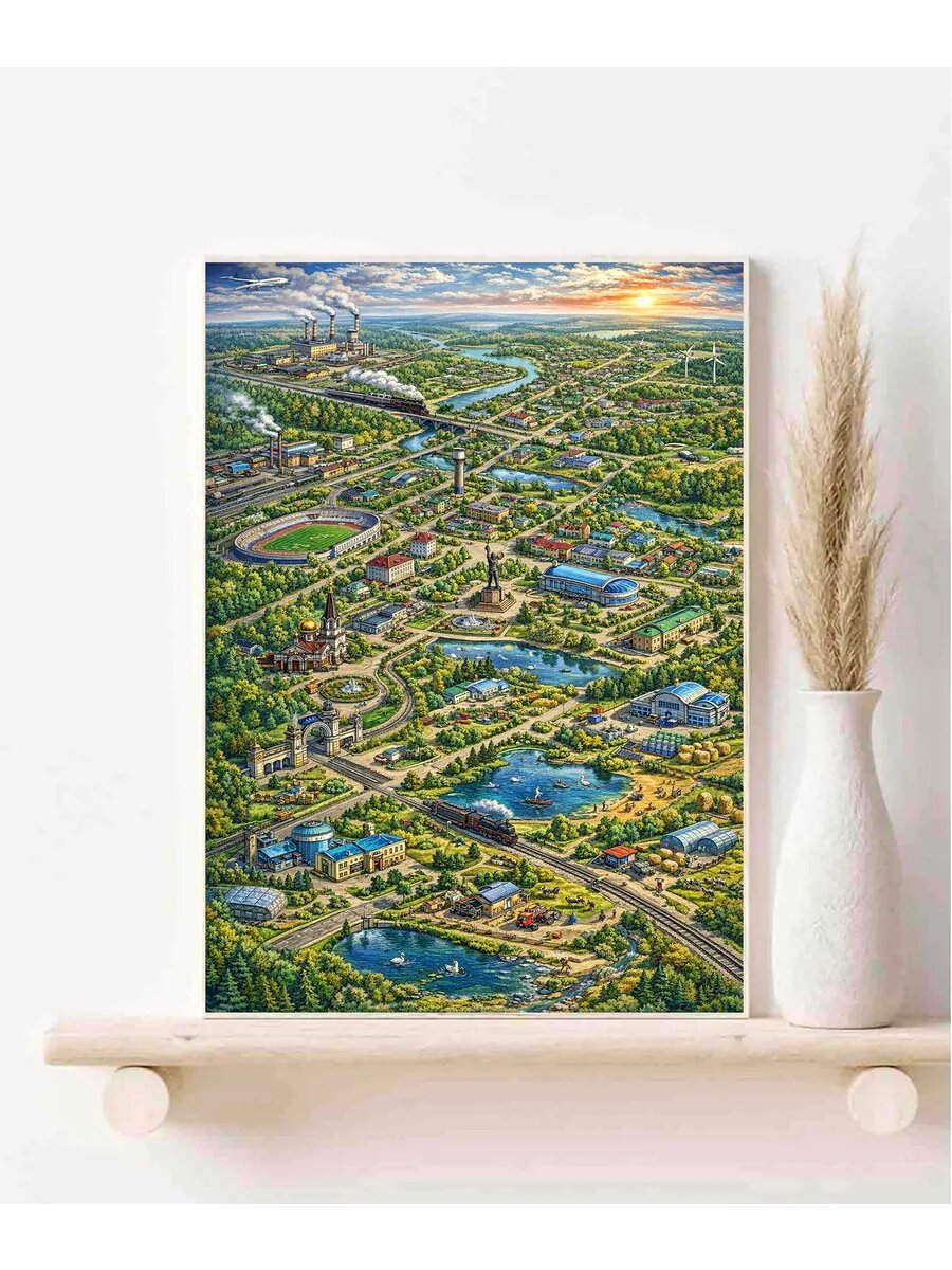 Топки, Россия, Fantasy Map, Карта, Плакат 30x42см