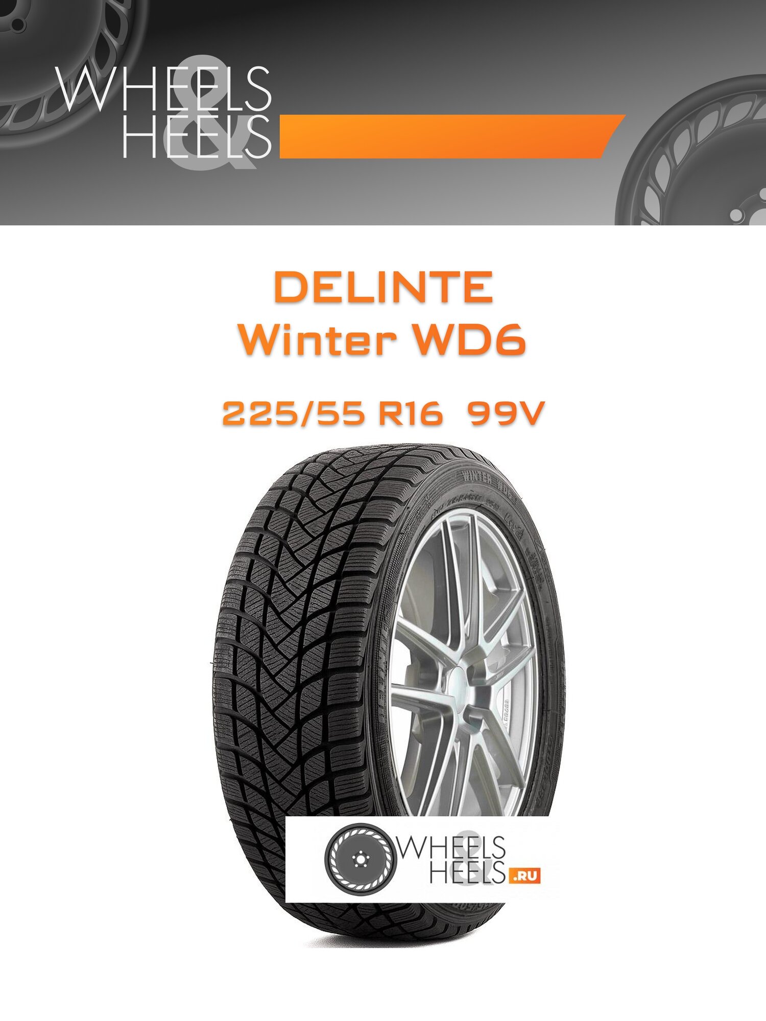 Шина автомобильная Delinte Winter WD6 225/55 R16 99V XL WINTER, зимняя, универсальная