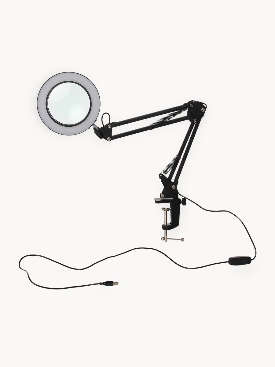 Настольная лампа лупа с подсветкой для рукоделия и вышивания, светильник с лупой для чтения, ювелирная косметологическая для наращивания ресниц и маникюра