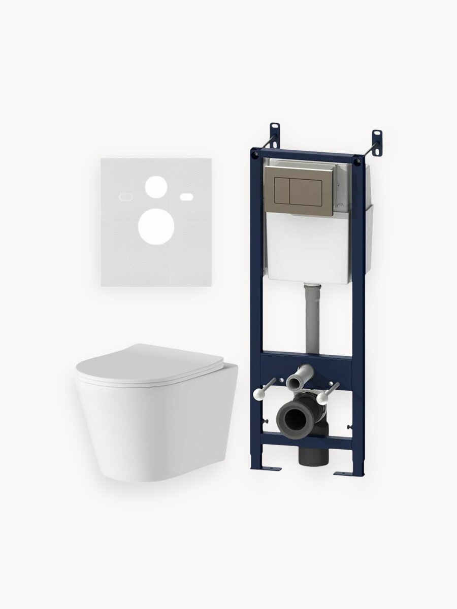 Инсталляция с подвесным унитазом AM.PM FlashClean и клавишей, цвет хром