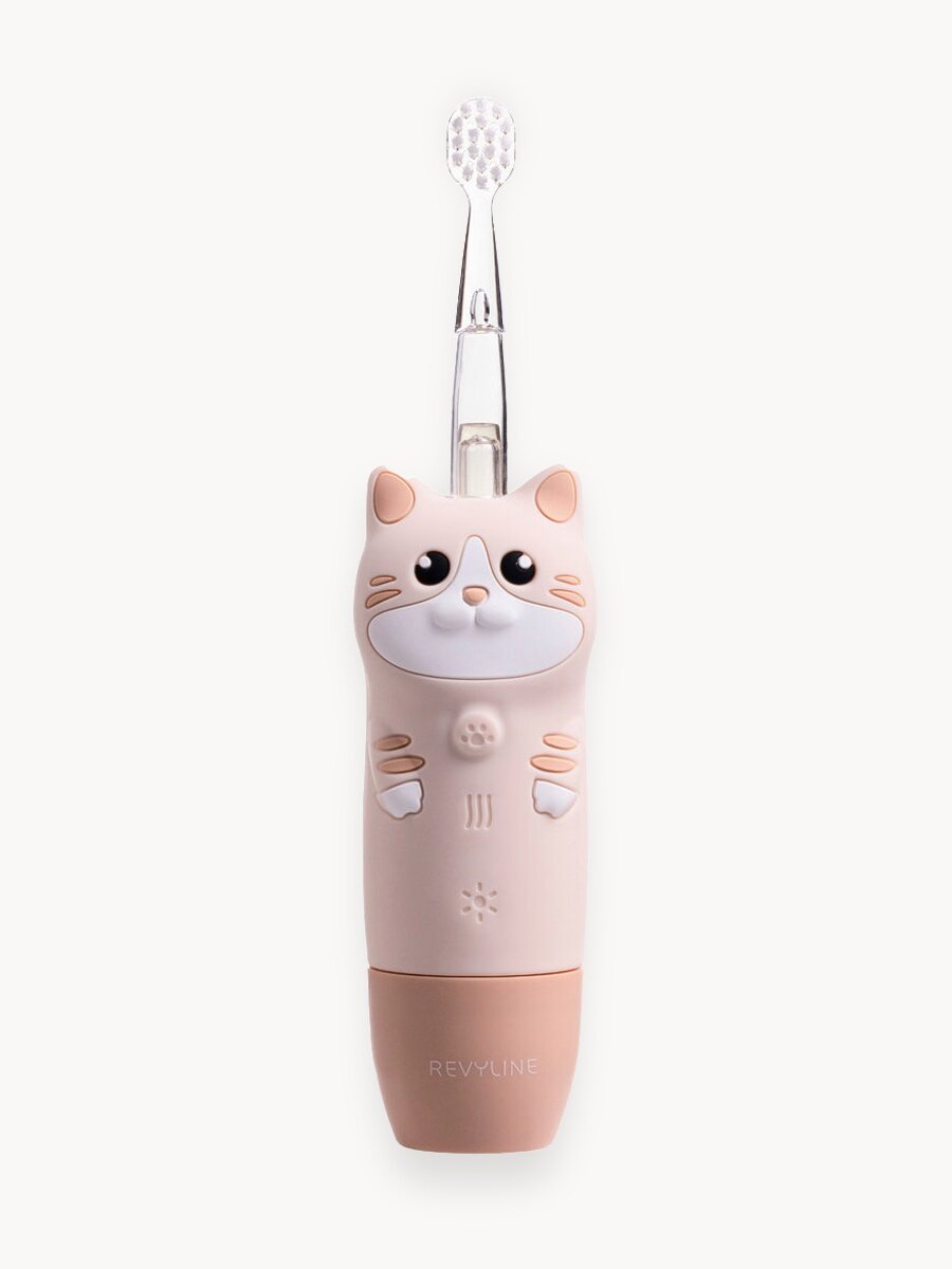 Электрическая звуковая детская зубная щетка Revyline RL 025 Baby Kitty, 1-5 лет, бежевая