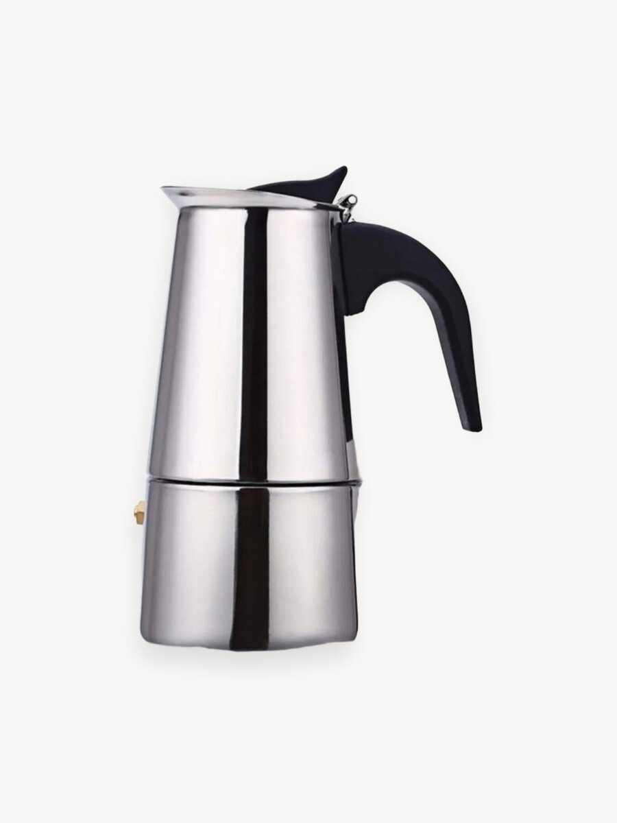 Кофеварка гейзерная, 100 мл, серебристый цвет, серебристый цвет