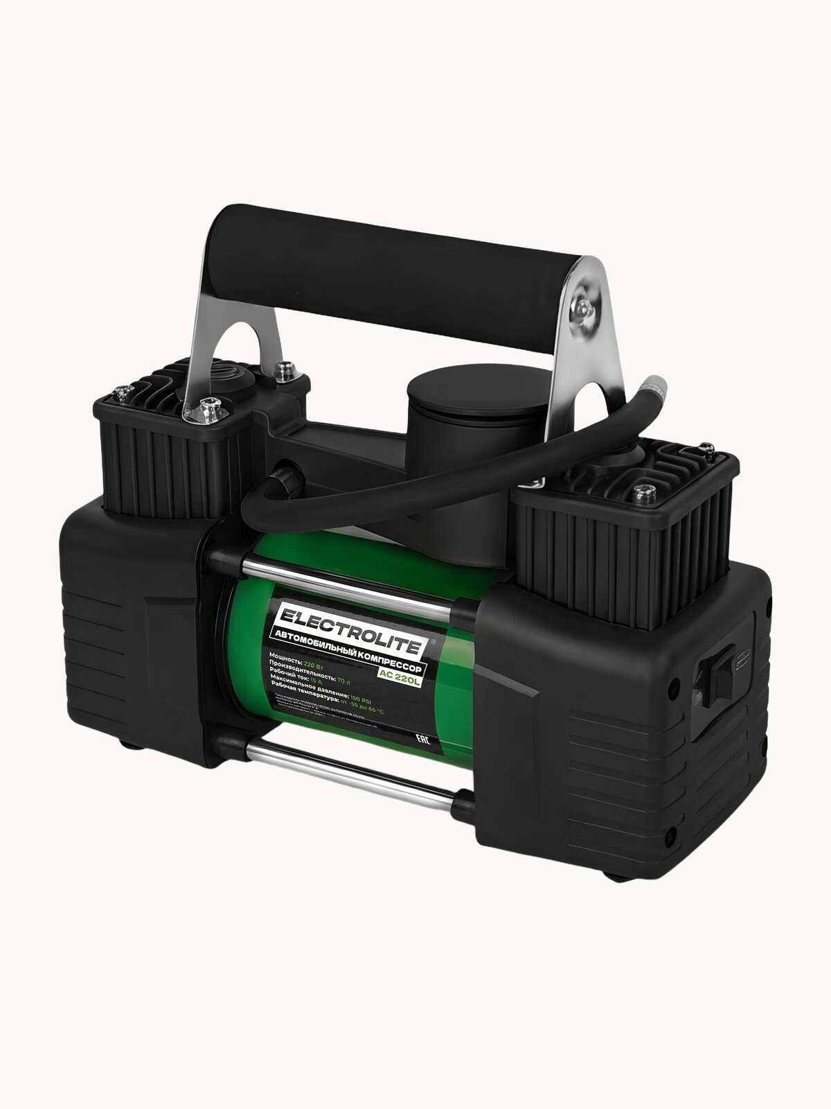 Автомобильный компрессор Electrolite АС 220L, поршневой, металлический поршень, 10.2 бар