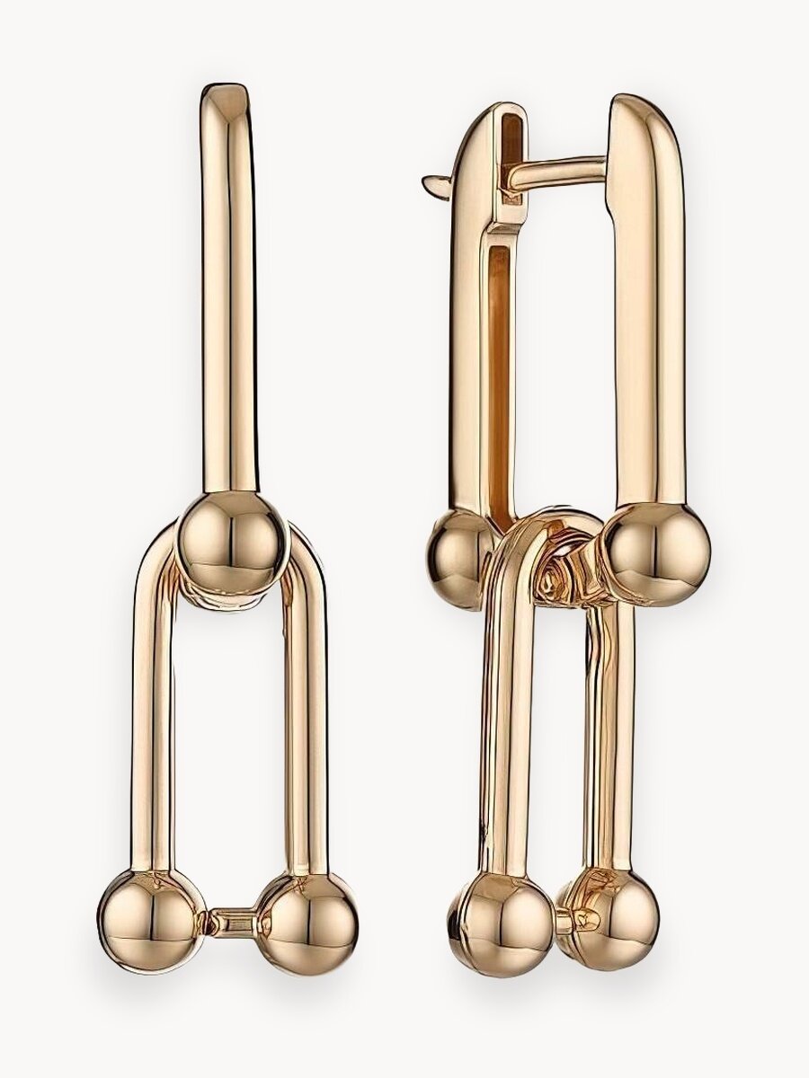 Серьги с подвесками, желтое золото, 585 проба