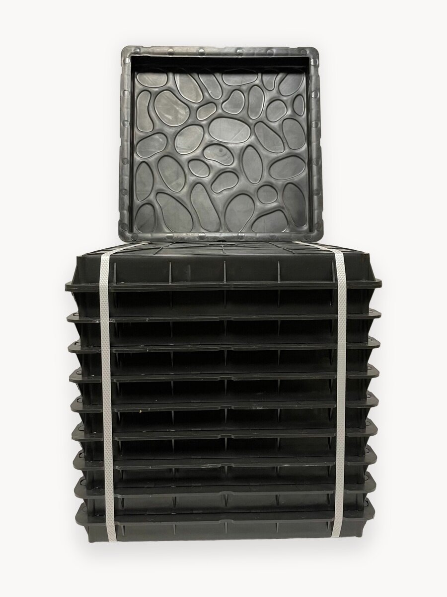 Форма для тротуарной плитки Галька, 30х30х3 см. Набор 10 форм.