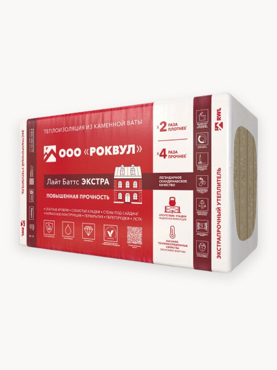 10+1 Теплоизоляция Rockwool Лайт Баттс Экстра 1000х600х100 (11 упак/ 44 плиты/ 26,4м2)