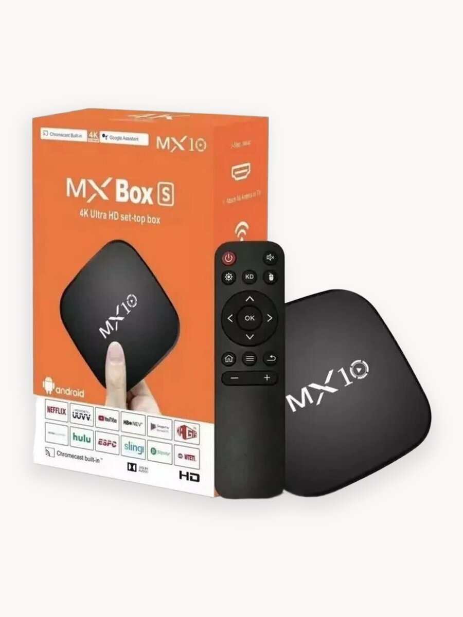 Смарт ТВ приставка MX10 4K Ultra HD Box S — Андроид 9.0 TV Box для домашнего караоке, HDR и потокового видео