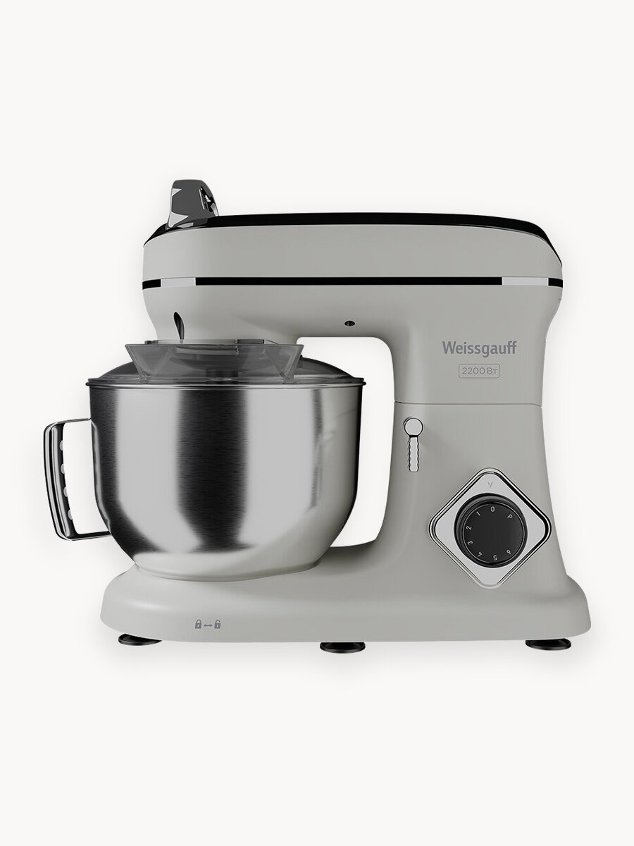 Миксер планетарный Weissgauff WSM 228 PDW Touch Screen Pro, кухонный, электрический, Мощность 2200 Вт, Объем чаши 6 л