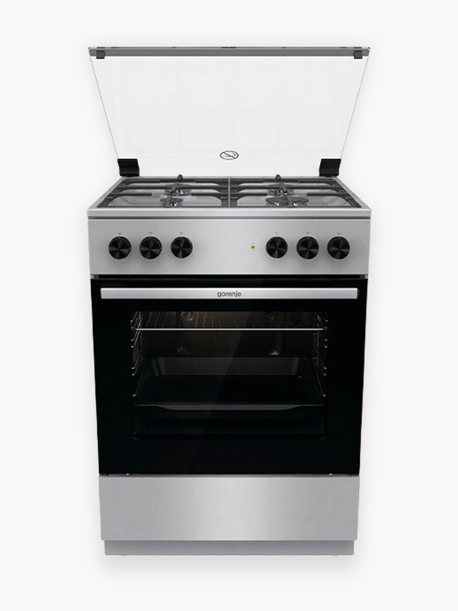 Плита комбинированная Gorenje GK6A21XF нержавеющая сталь, стеклянная крышка