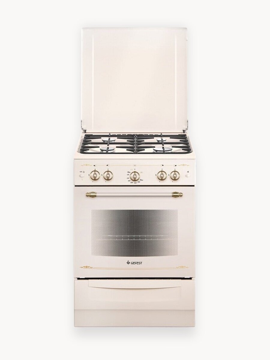 Газовая плита Gefest ПГ 6100-02 0186 60 см, 52 л, 4 конфорки, слоновая кость