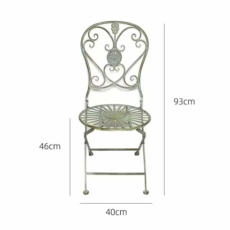 Садовый стул, кованое железо, бронзово-зеленый, полый, 40x46x93 см