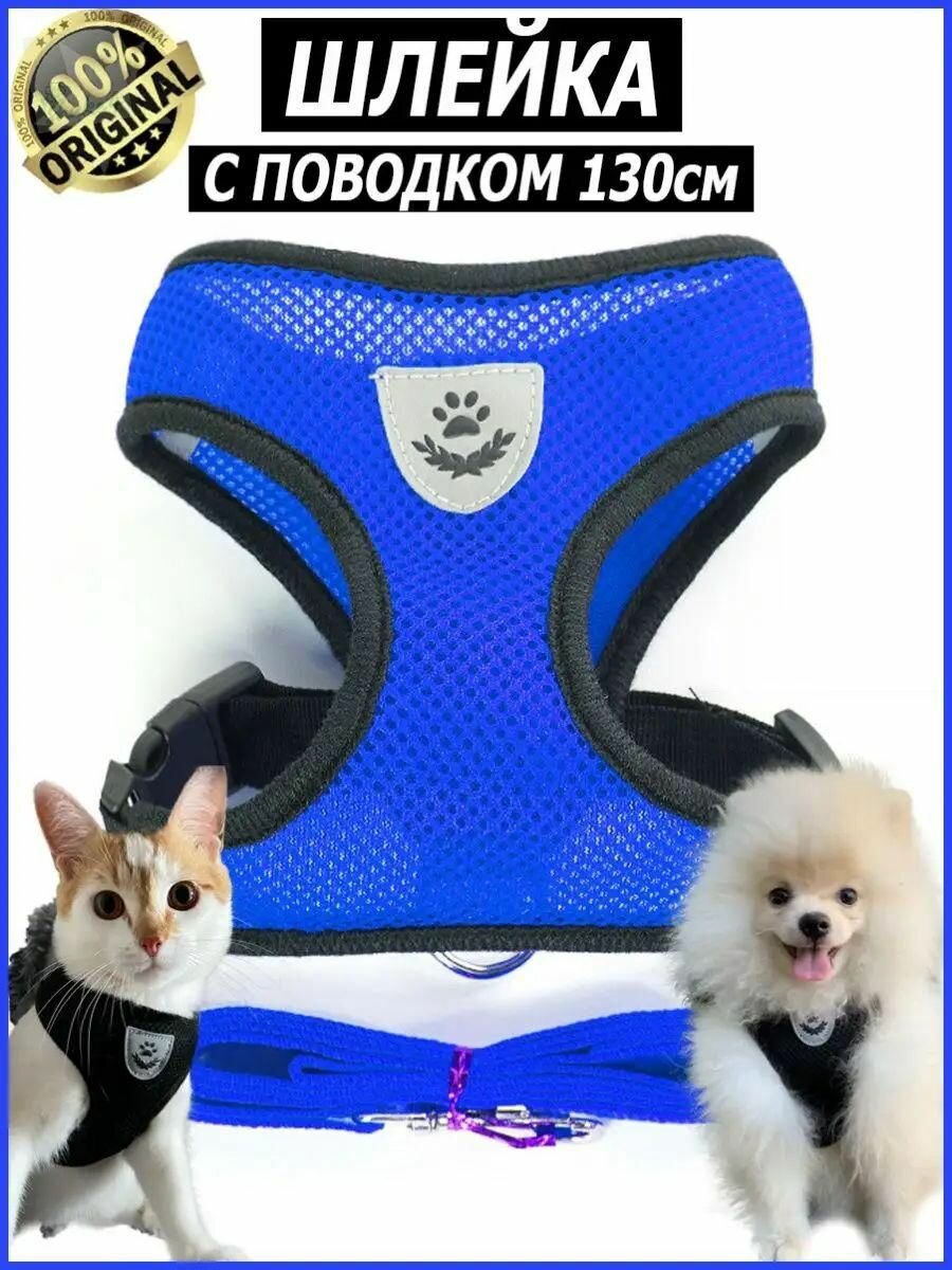Шлейка прогулочная с поводком для собак и кошек