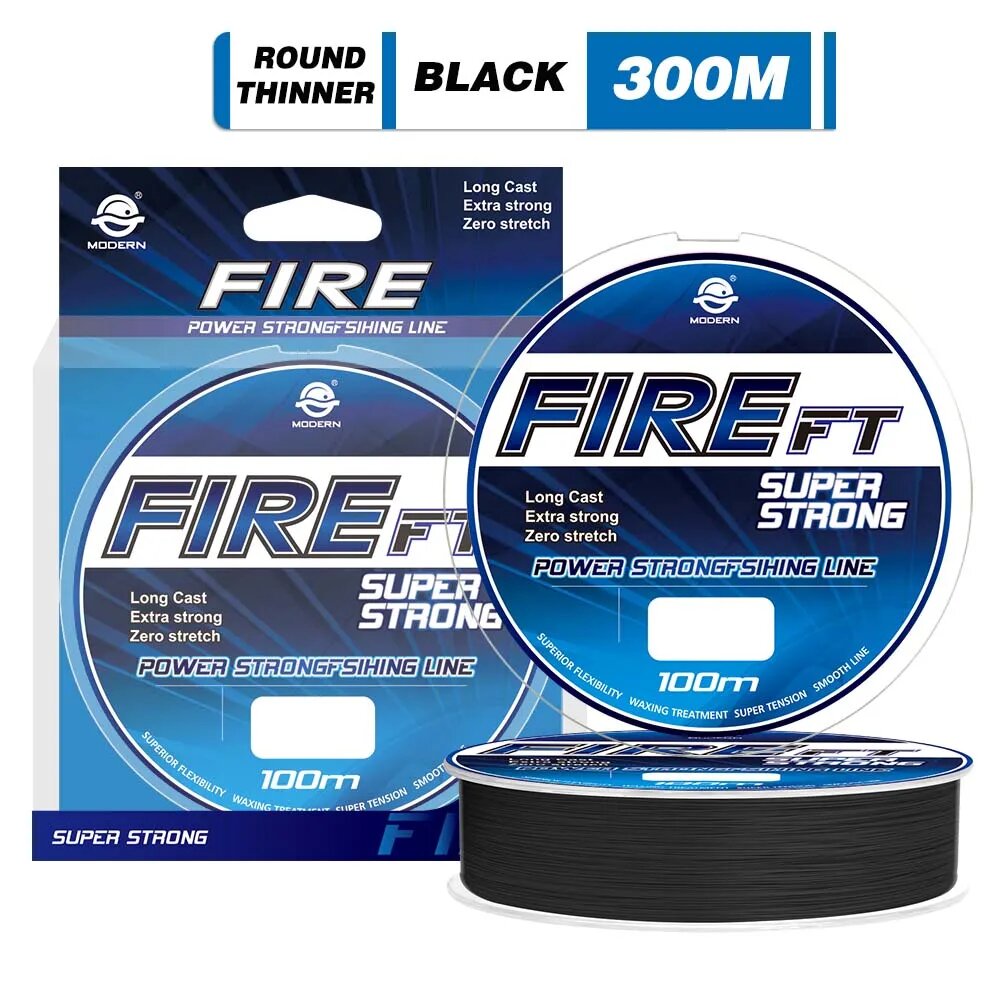 ZUKIBO FIRE FT микроплавленная леска для льда Черный, 0.15mm-6kg-13.2LB, Black 300M FIREFT