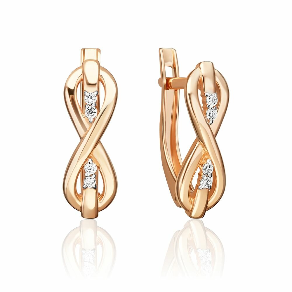 Серьги, красное золото, 585 проба, фианит