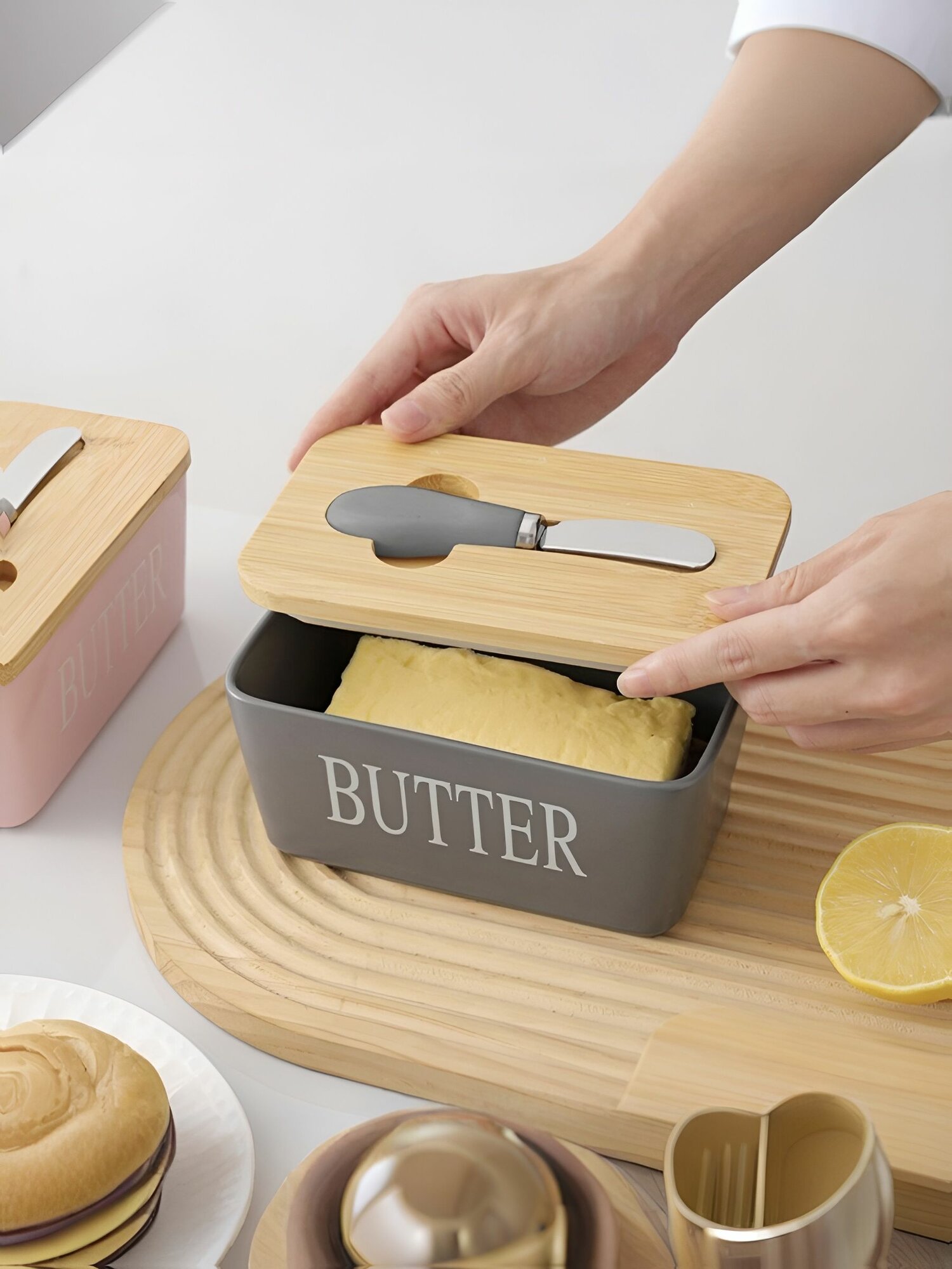 Масленка керамическая с ножиком