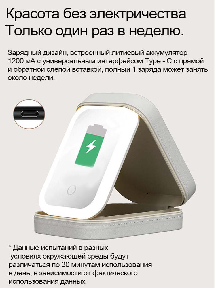 Зеркало с УФ камерой для проверки СПФ (SPF) крема с LED подсветкой