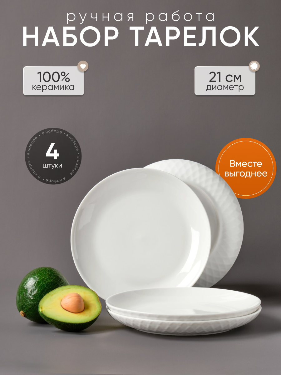 Набор тарелок 4 шт сервировочные 21 см