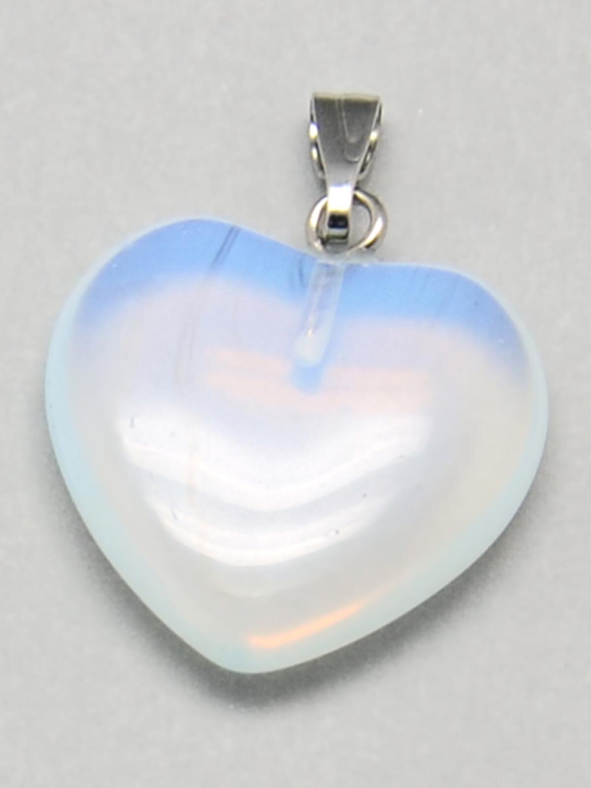 Кулон натуральный камень Лунный камень Сердце 0012274 с петлей и держателем 20х20х4 мм, цена за 1 шт.