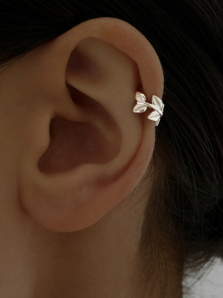 Кафф, серебро, 925 проба, родирование