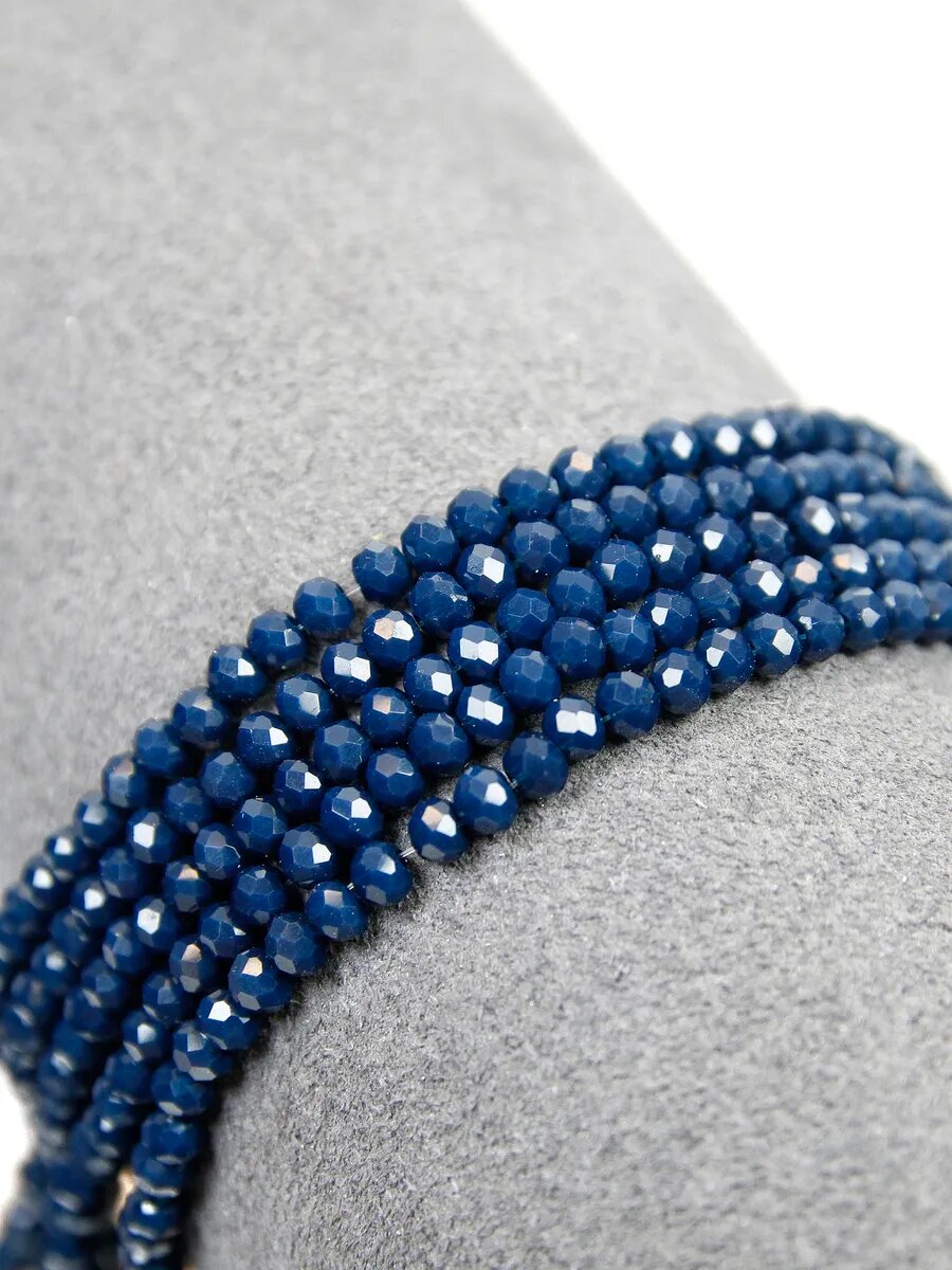 Алмазная грань, стекло, сверкающий индиго - 2-3 мм - 37 см