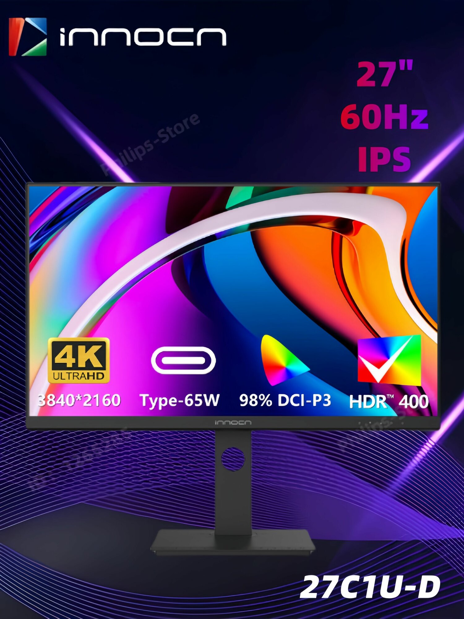 Innocn 27C1U-D Мониторы, 3840*2160 4K/60Hz/HDR400/IPS/Встроенный динамик