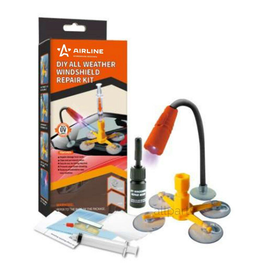 AIRLINE ADGC023 Клей для ремонта трещин и сколов лобового стекла (набор: клей UV 6 мл. вспомог. материалы) (ADGC023)