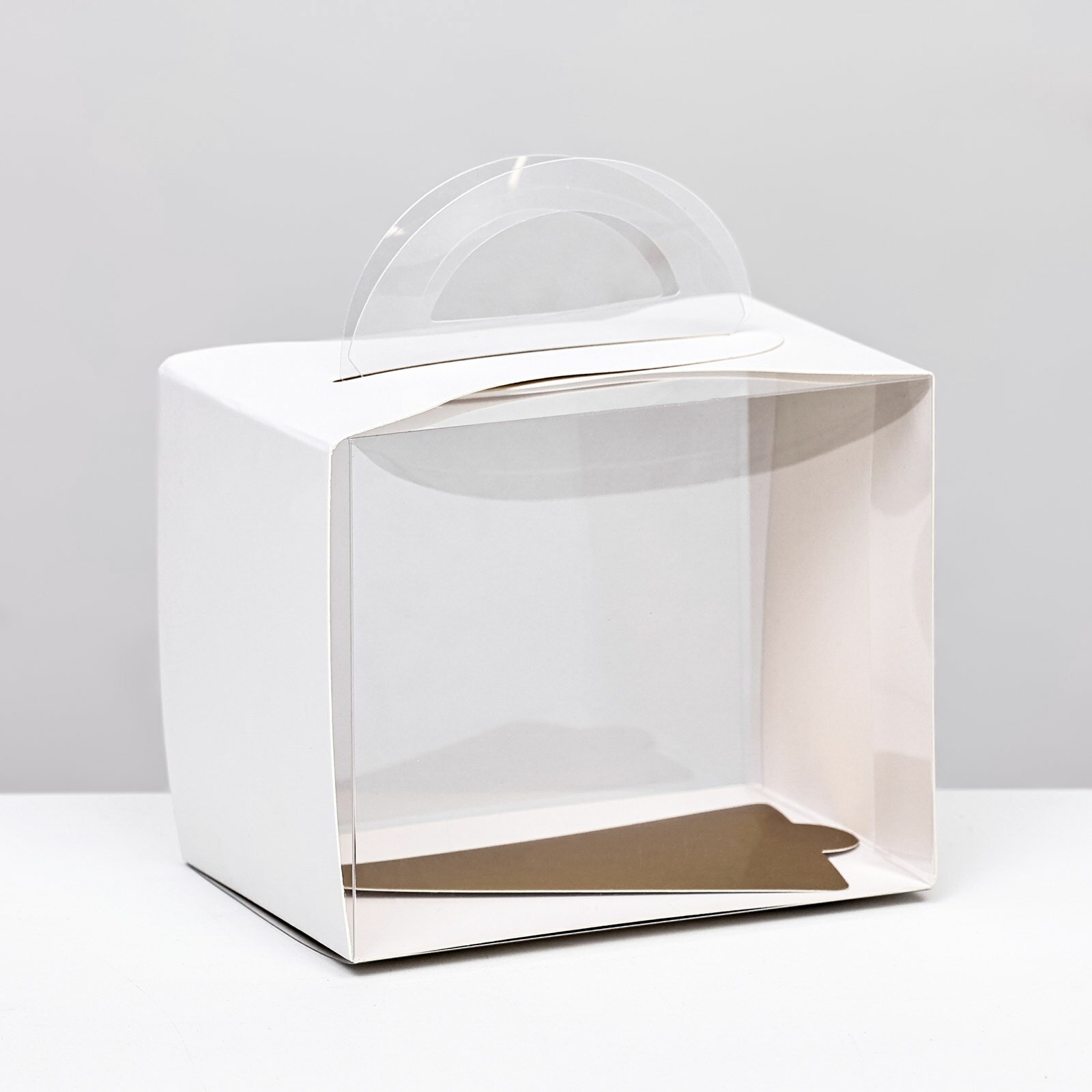 Коробка кондитерская под куличи и пирожное, прозрачная, белая, 12x8x10 см