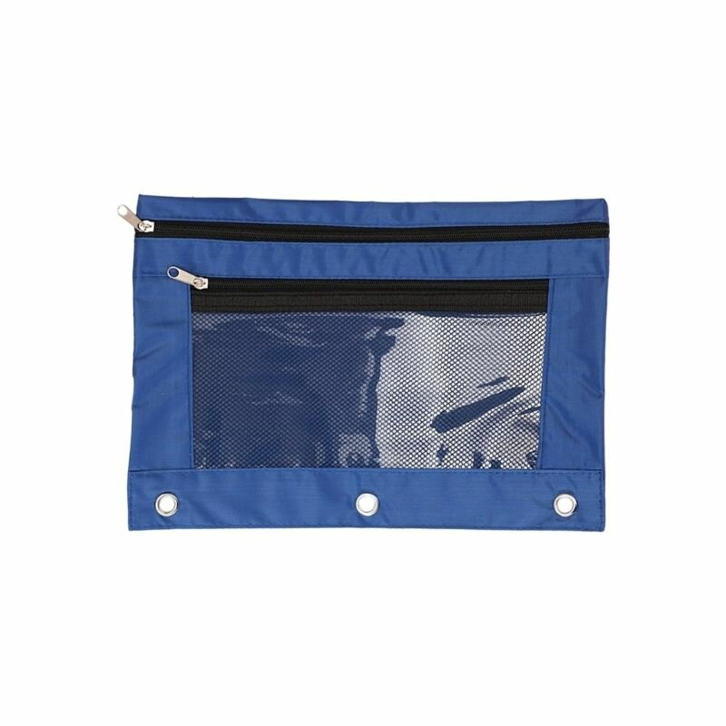 Папка с 3 кольцами, портативный пенал для организации ручек, маркеров и аксессуаров, Королевский синий