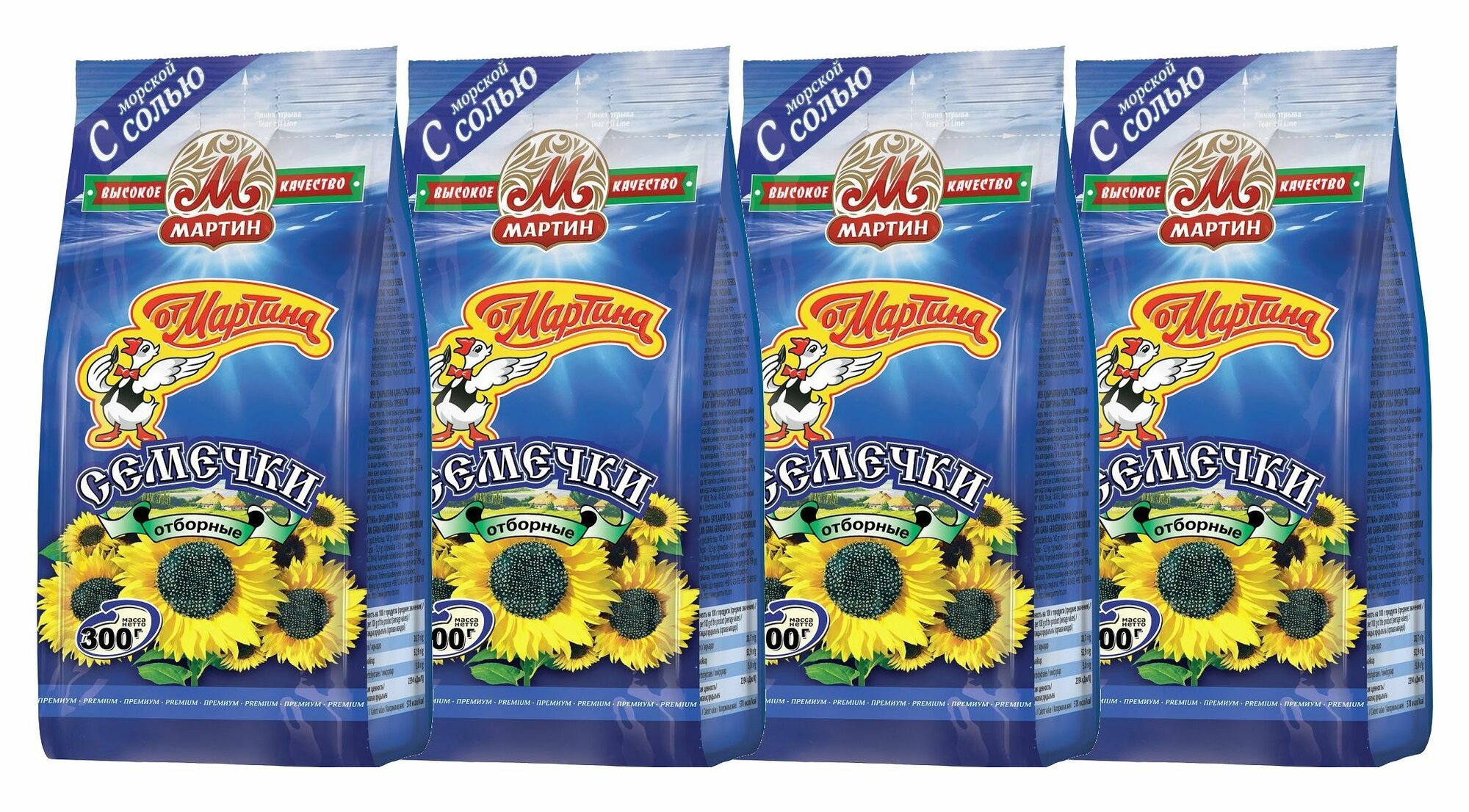 Семечки От Мартина отборные с морской солью, 300г х 4шт