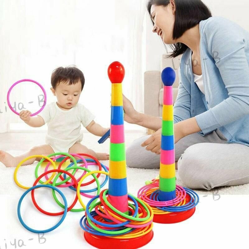 Кольцеброс детский игровой набор (1 башня + 12 кругов)