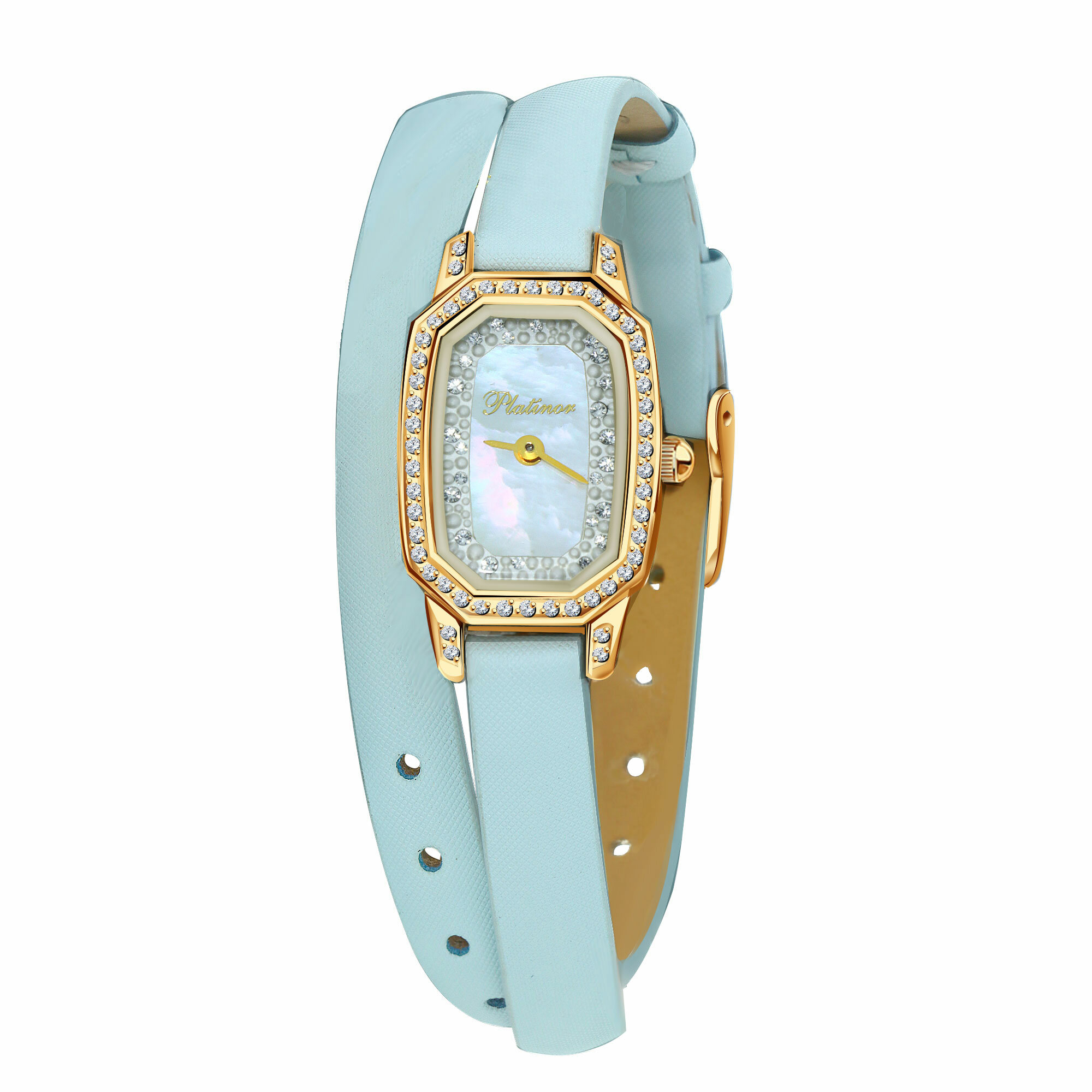 Наручные часы, золото + серебро, фианит