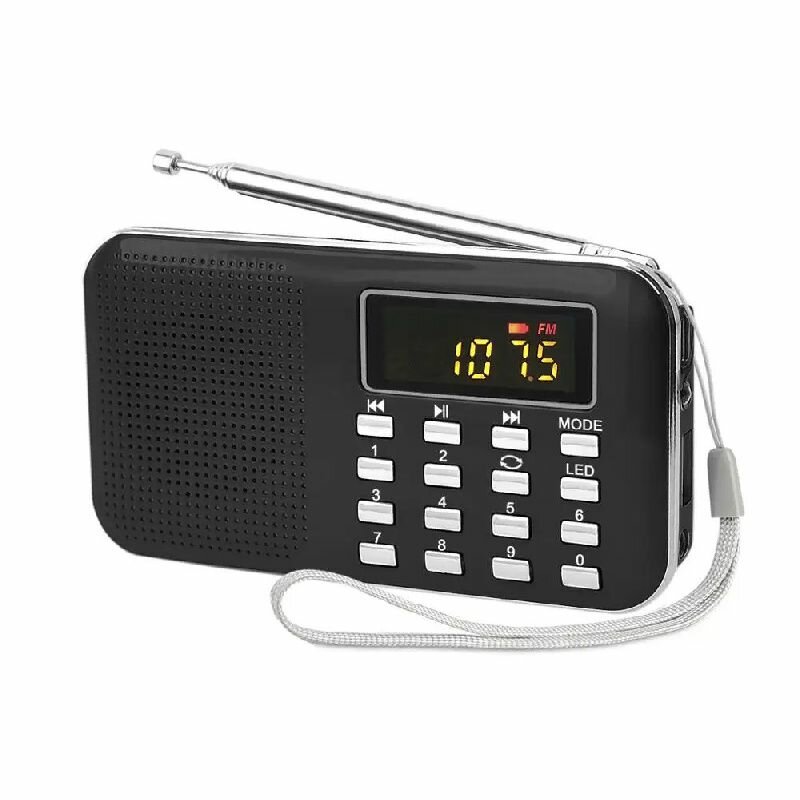 Громкий басовый HIFI FM-радио динамик L-218 с поддержкой TF/USB/AUX, с функцией фонарика и съемным аккумулятором (перезаряжаемым)
