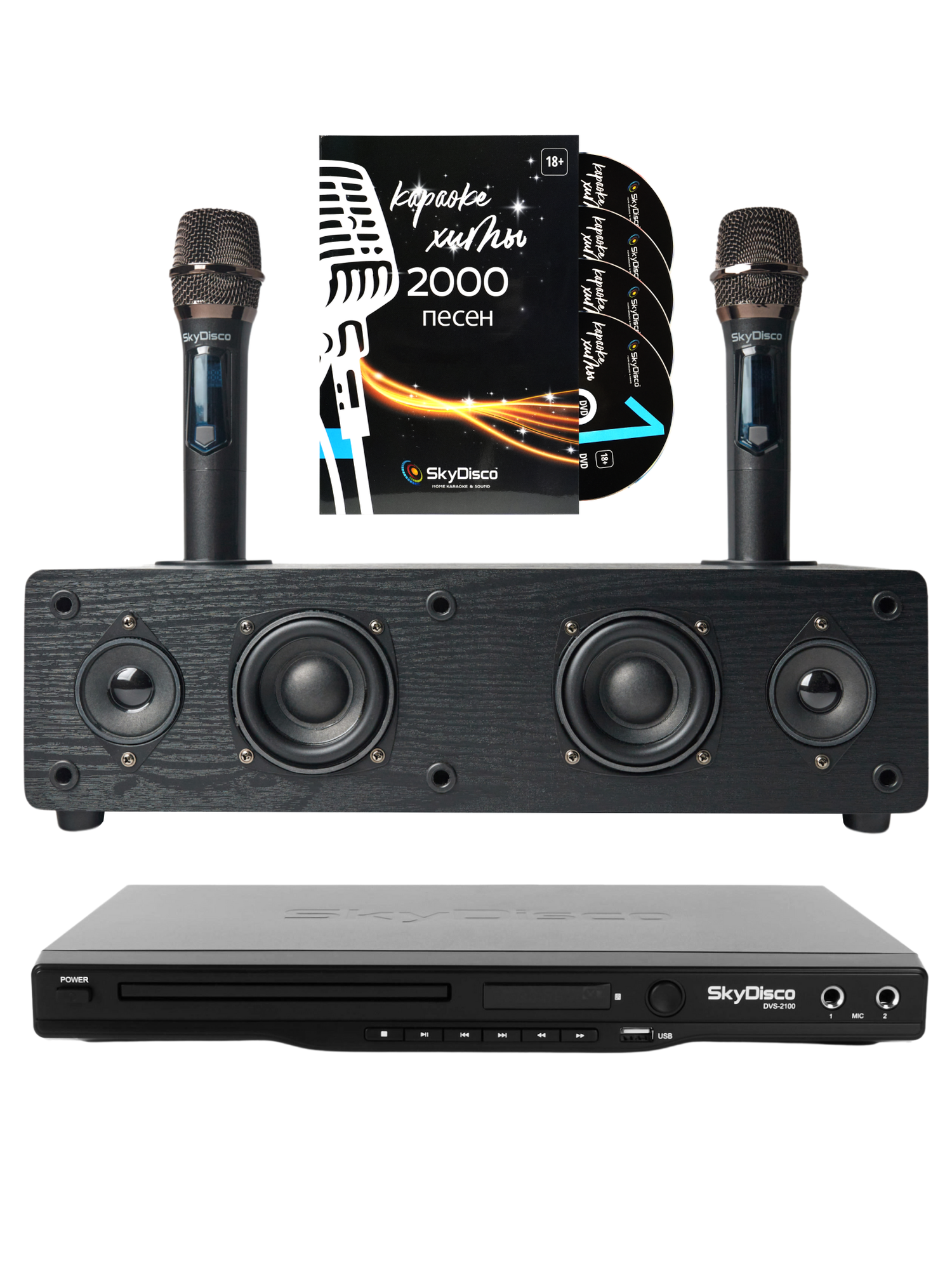 Комплект караоке для дома SkyDisco Karaoke Home Set + Final Bass Artifact Black: приставка, микрофоны, акустика, диск 2000 песен