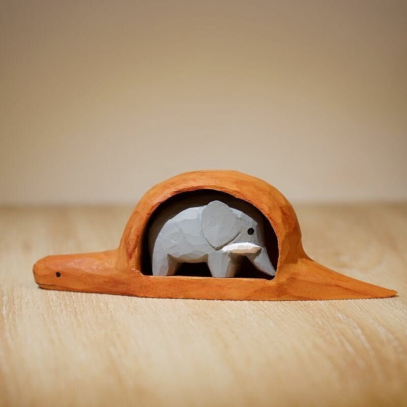 Ручная деревянная скульптура для стола: милые фигурки животных, декор для рабочего стола, подарок на день рождения и для пар (натуральное дерево, 8-12 см)