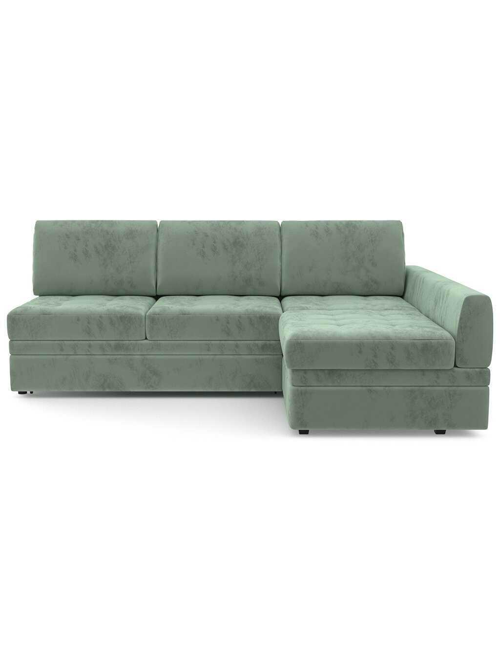 Угловой диван-кровать PUSHE раскладной Бруно, правый угол, велюр, зеленый Nebby 915