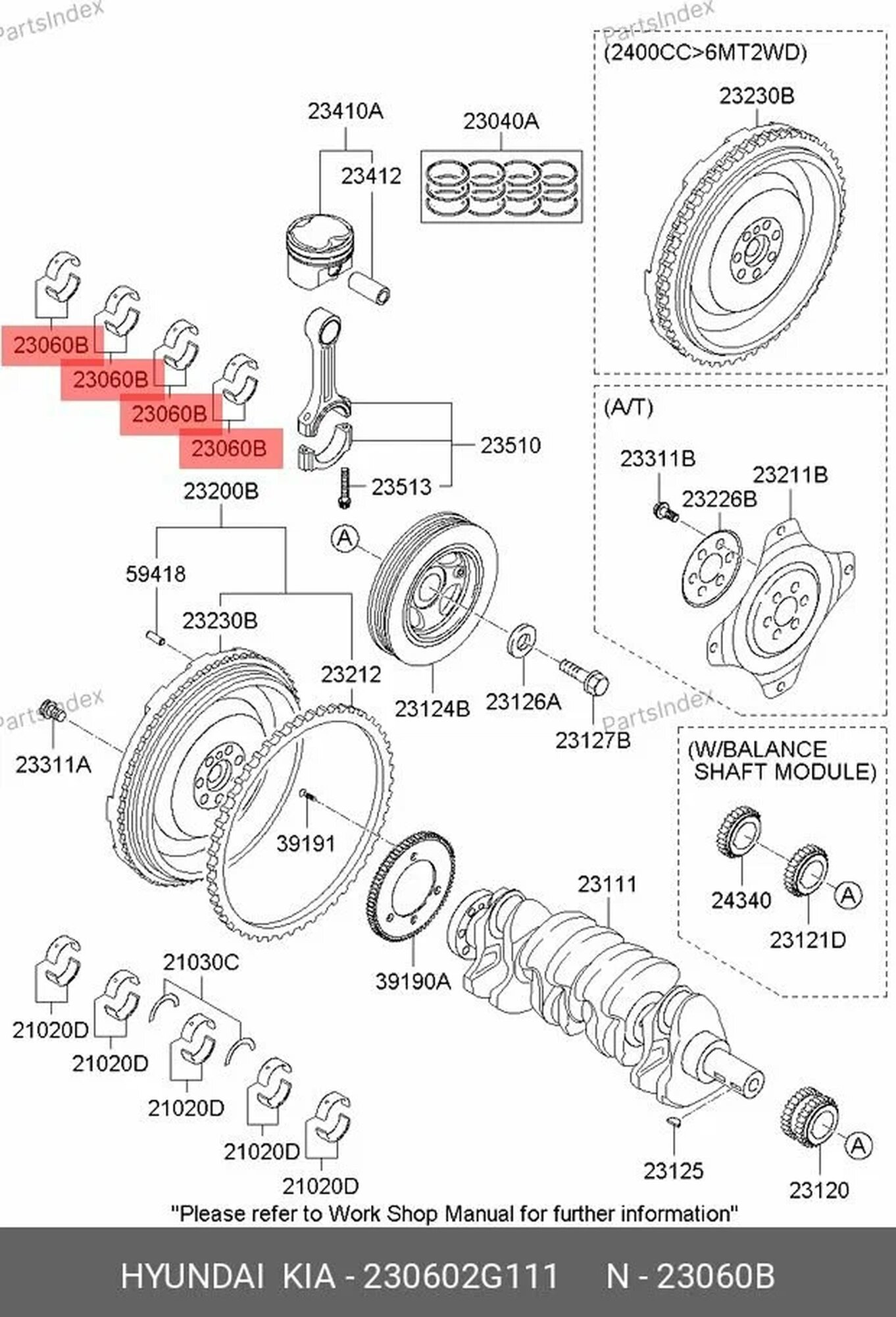 Подшипник скольжения шатуна Hyundai-KIA 230602G111, для Hyundai/KIA/Mobis