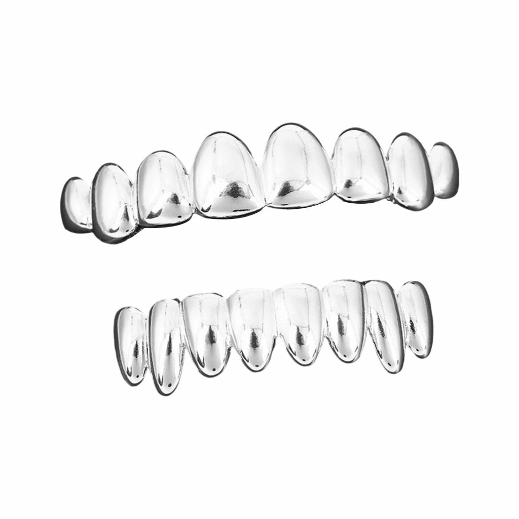 Маска карнавальная, серебряные глянцевые зубные украшения для вечеринки для мужчин и женщин, 1 набор