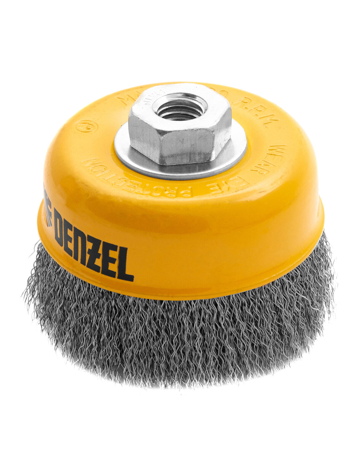 Щетка для УШМ Denzel 100 мм, М14, Чашка, витая нержавеющая проволока 0, 3 мм 746053