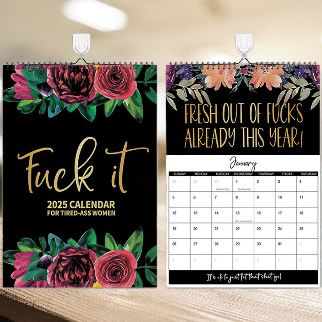 Календарь для женщин 2025 с темами о психическом здоровье и яркими дизайнами черный