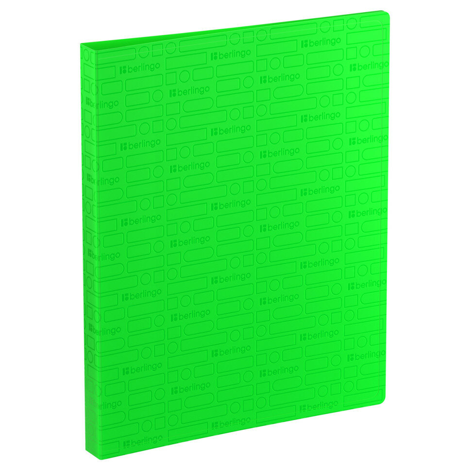 Папка на 4 кольцах Berlingo "Your Way", 24мм, 600мкм, зеленый неон, D-кольца, с внутр. карманом, 372830