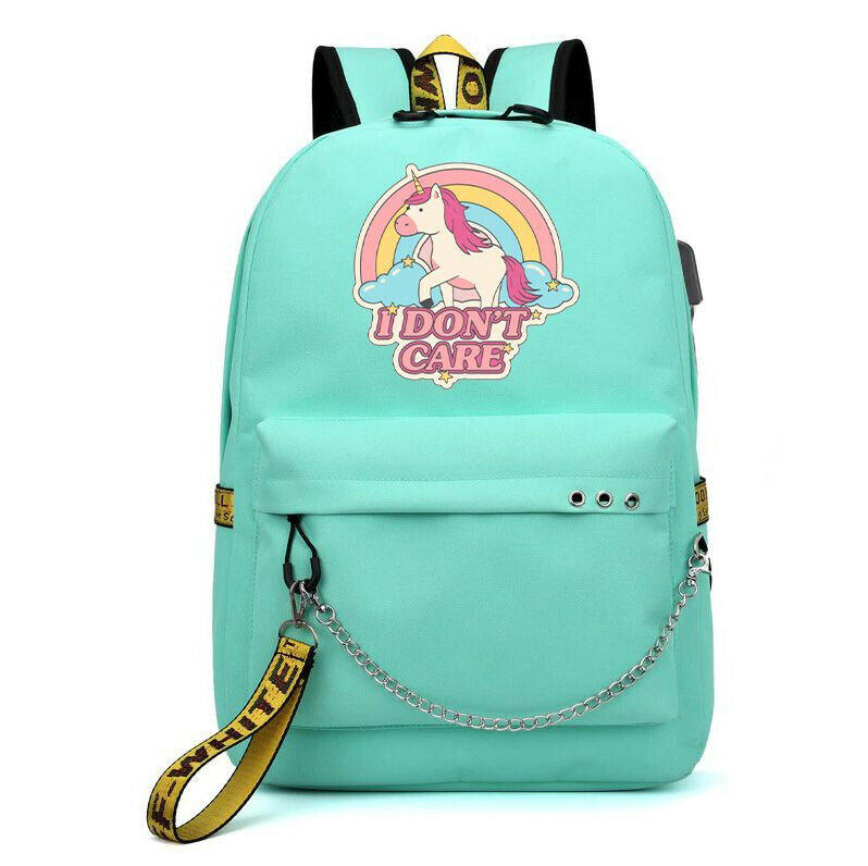 Рюкзак с Единорогом (Unicorn) бирюзовый с цепью №2