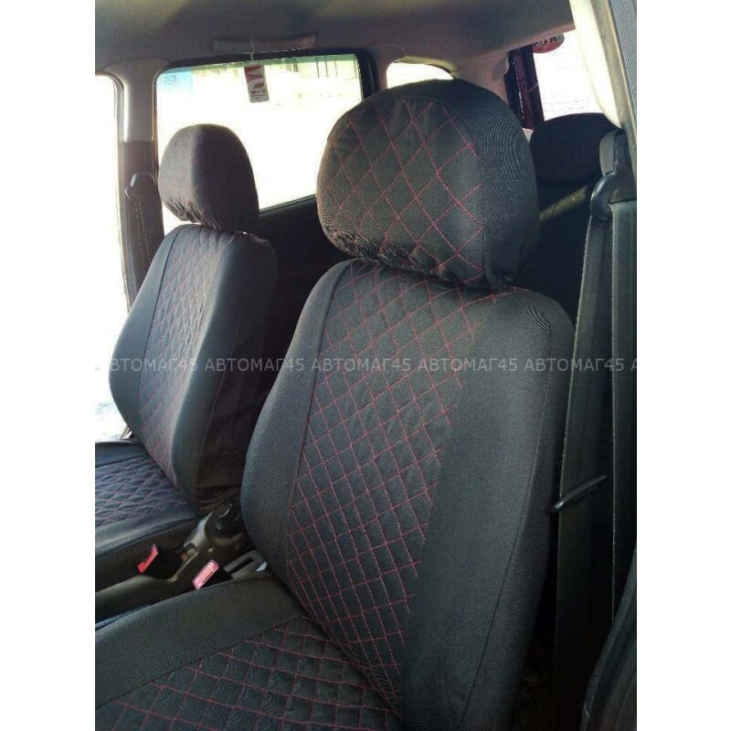 Авточехлы Лада Kalina Калина Калина2 жаккард черный с красной ниткой ромб Барс
