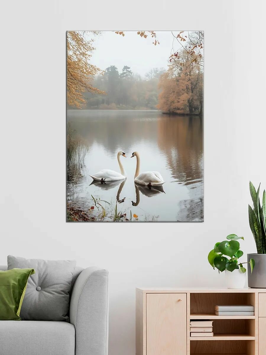 Картина на стену "Лебеди", 30х40 см