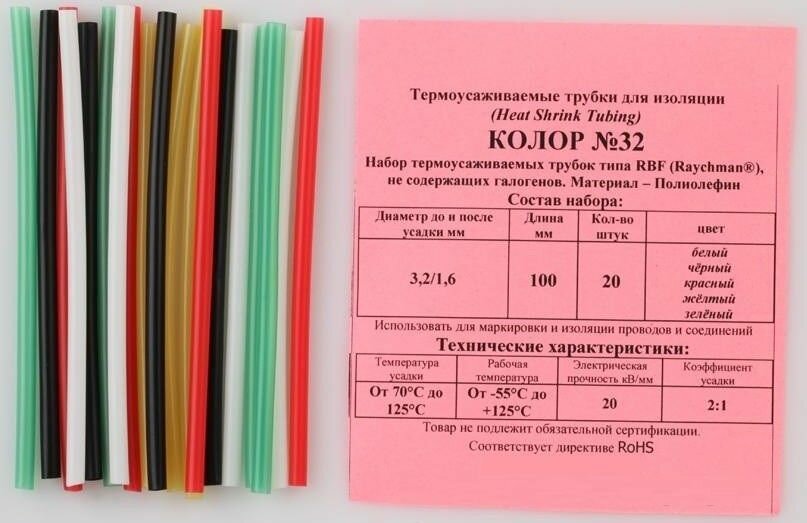 Термоусадочная трубка, набор "колор 32"