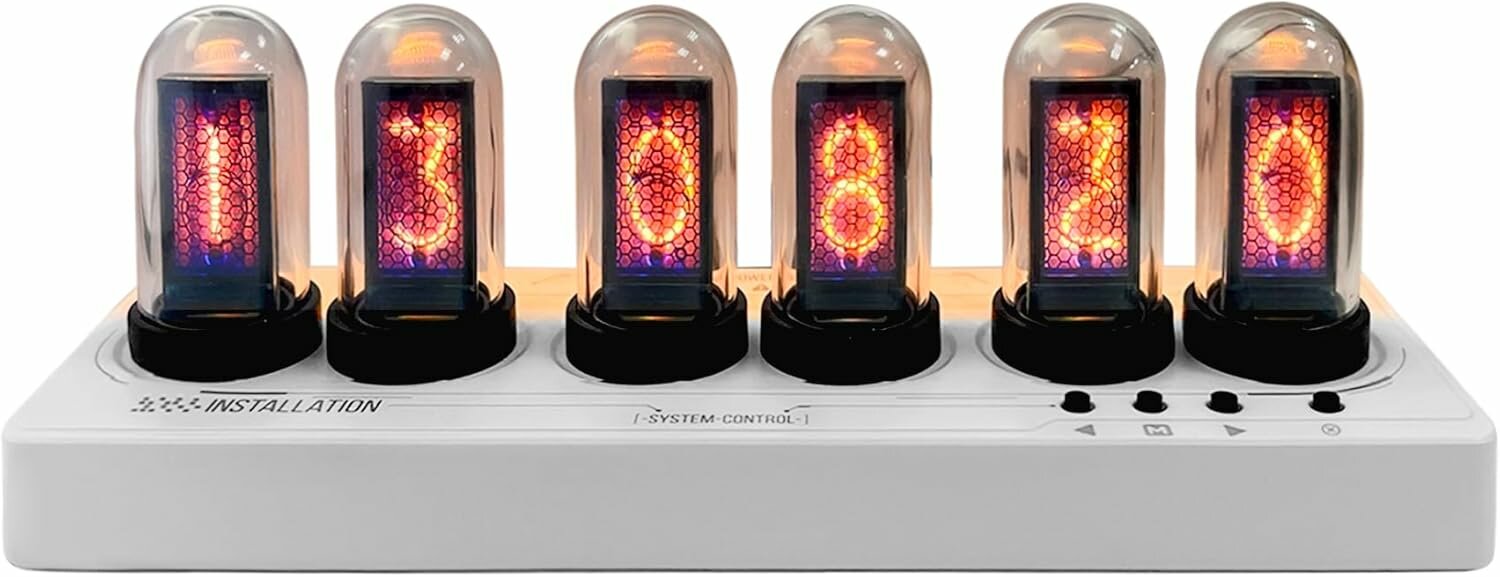 Мини-часы IPS Nixie Tube, креативные электронные часы со LED подсветкой и цифровым дисплеем DIY, ретро-украшения для рабочего стола в стиле панк, элитные подарки, основа АБС, Белый-Ограниченный