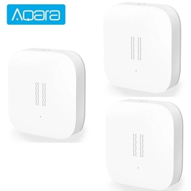 Aqara Zigbee Датчик вибрации с датчиком движения, аварийным сигналом и мониторингом, с встроенным гироскопом для домашней безопасности, совместимый с приложением Mi Home — 3 штуки