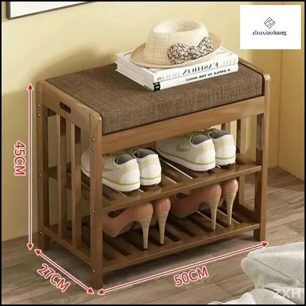 Эксклюзивная напольная обувница Бамбук 50x27x45 см в шоколадном исполнении