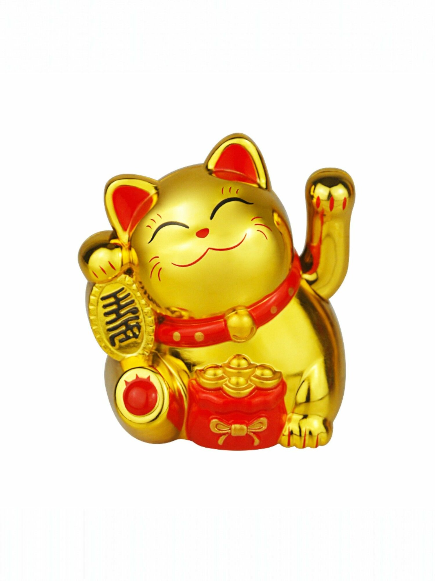 Статуэтка Манеки Неко - Денежный Кот Счастья и Удачи золотой (Maneki Neko)