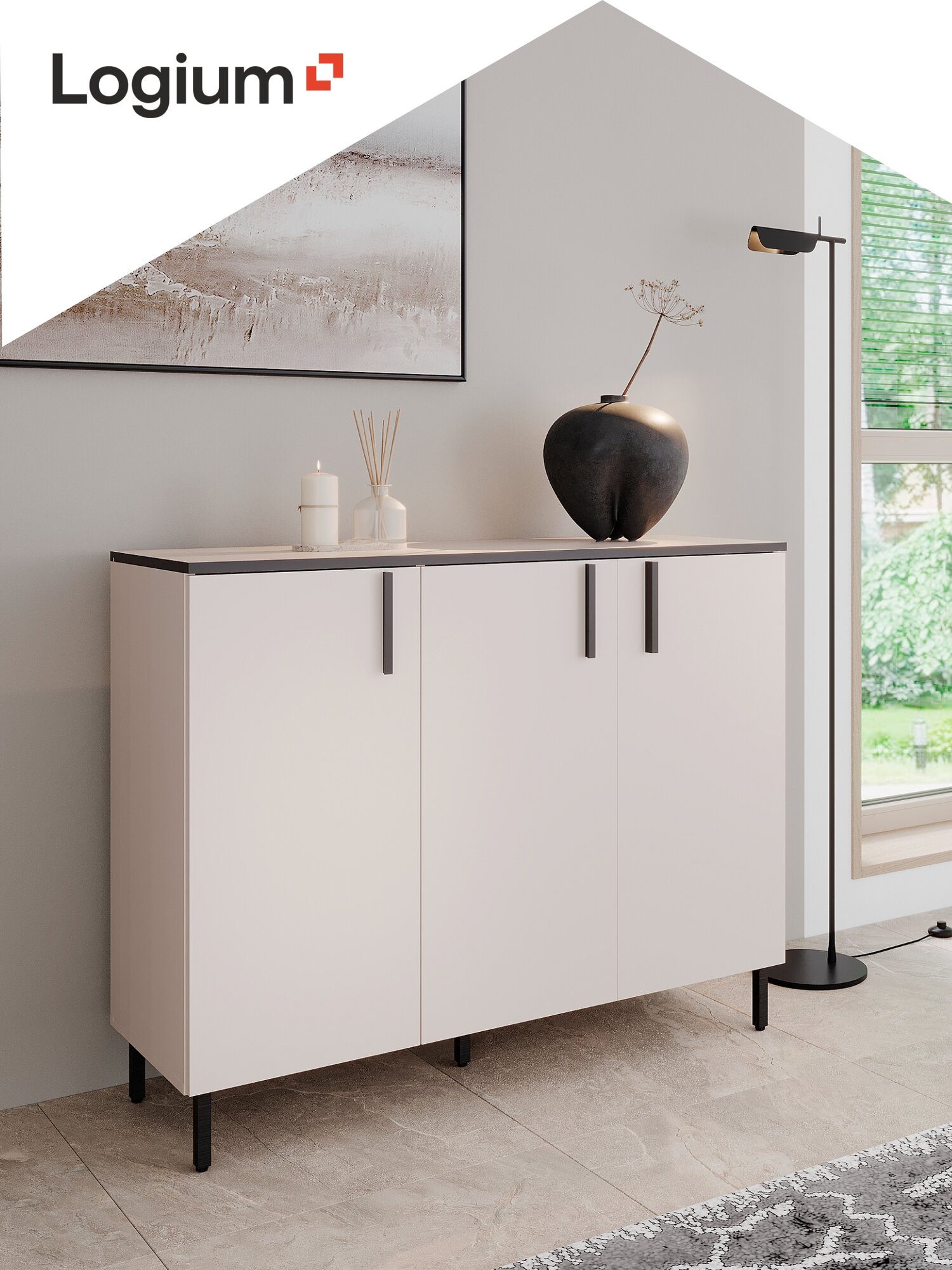 Комод для вещей большой и высокий, Оливия 16.244.03, Кашемир, Черный