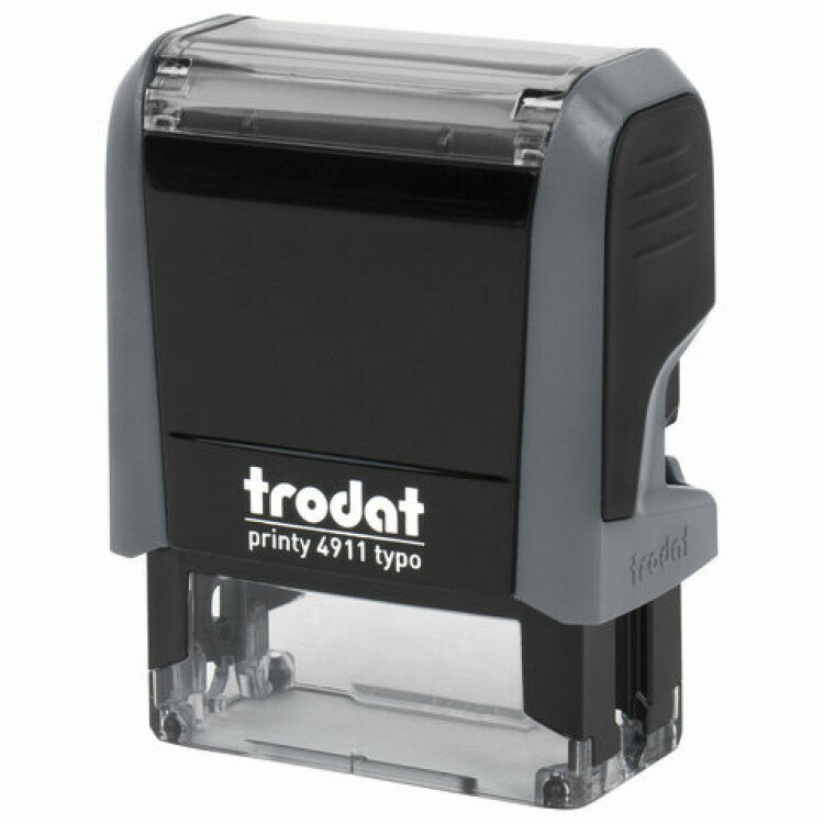 Штамп самонаборный 3-стр, 38х14 мм, синий, TRODAT 4911P4/DB, корпус серый, касса В комплекте, 43214